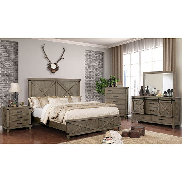 Bianca Rustic California King Bed (Grey) – Fully Furnished