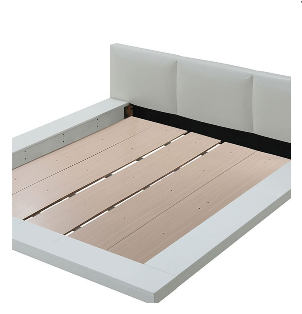 Christie Contemporary Bed with Padded Headboard (White) – Fully Furnished